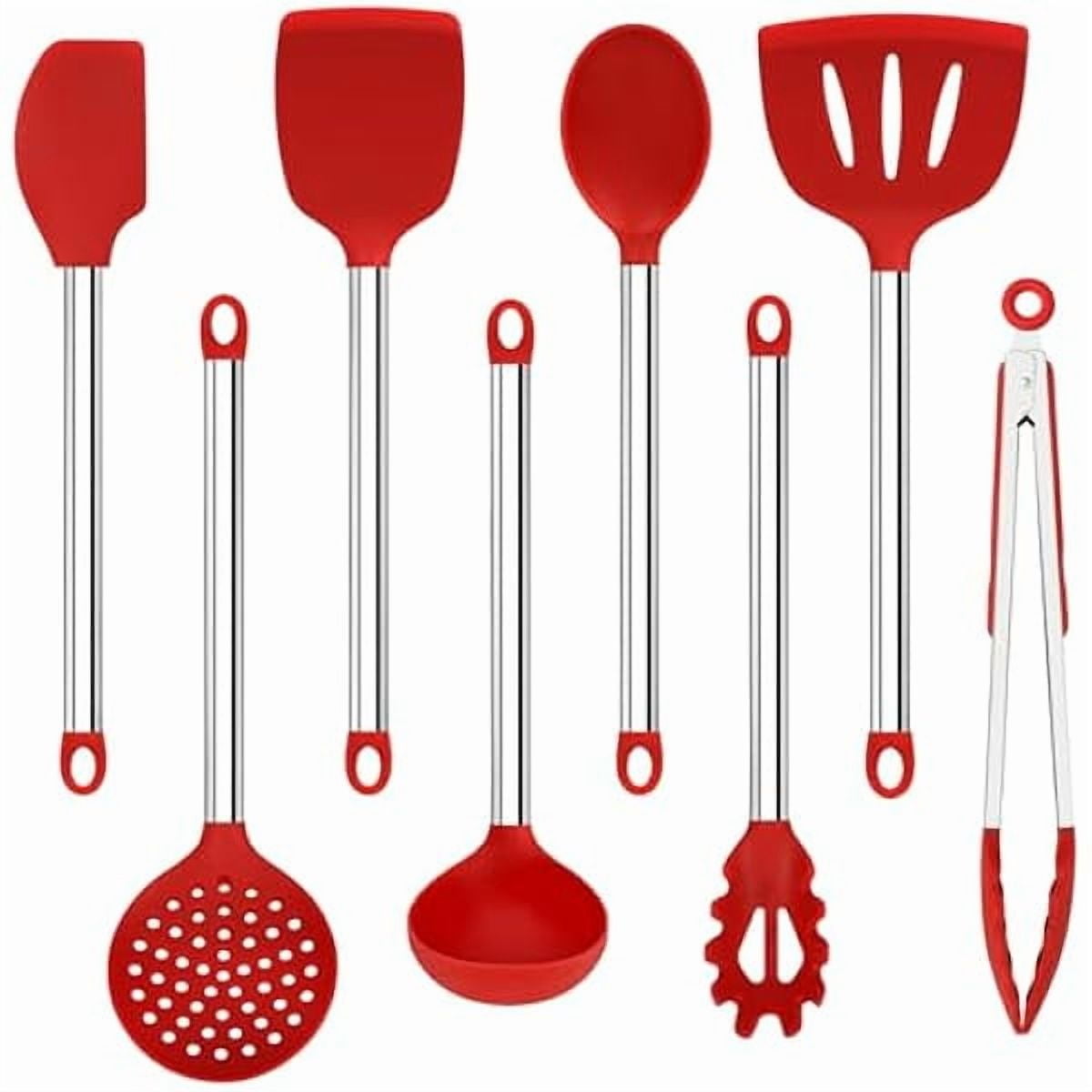 0829 8 PCS Silicone Kitchen Utensils, Large Cooking Utensils Set for ...