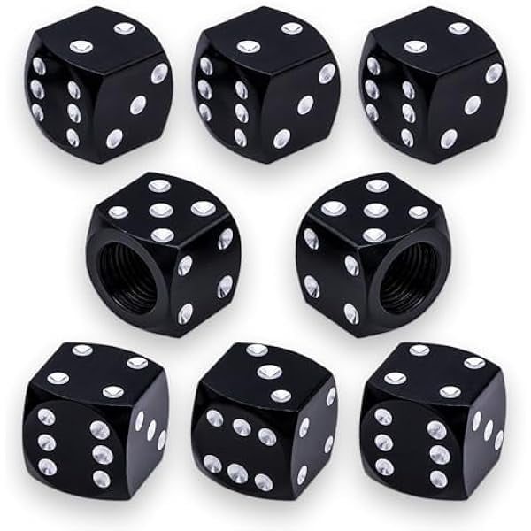 0829 8PCS Aluminum Dice Tire Valve Stem Caps, Universal Aluminium Alloy ...