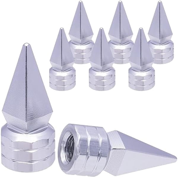 0829 8PCS Spiked Shape Tire Valve Stem Caps, Aluminum Alloy Spike Wheel ...