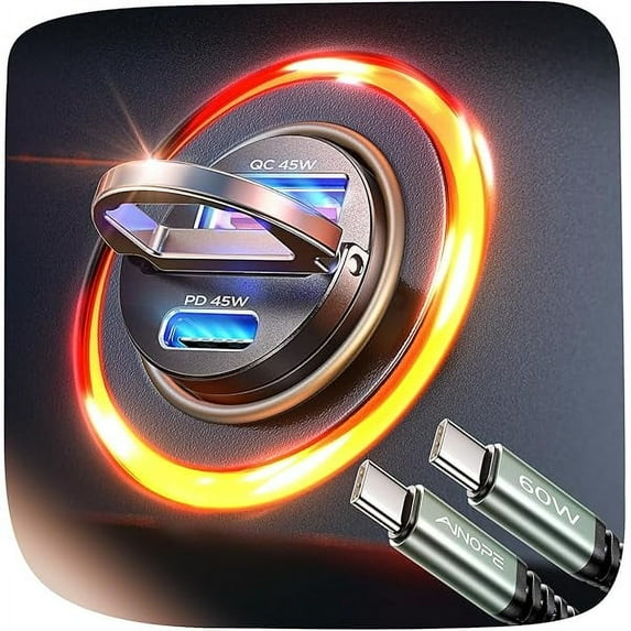 0829 90W Super Fast Car Charger USB C,Invisible Cigarette Lighter Adapter，[Mini&Metal] Type C ...