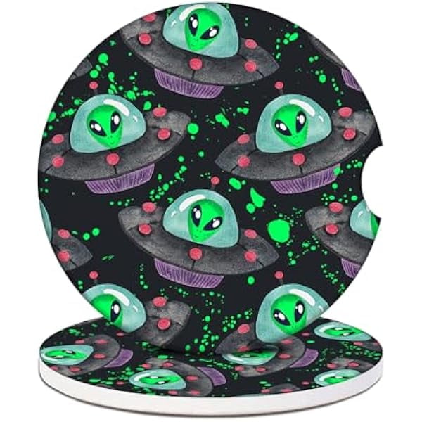 0829 Alien Spaceship Car Coasters for Cup Holders, Absorbent Ceramic ...