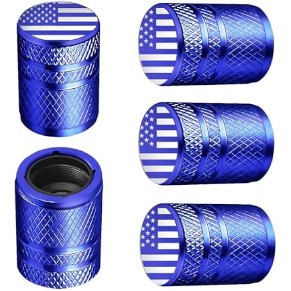 0829 American Flag Tire Valve Stem Caps - (5 Pack) Metal Air Caps with ...