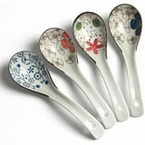 0829 Asian Soup Spoons, 6.2 inch Ceramic Soup Spoon, Chinese Japanese ...