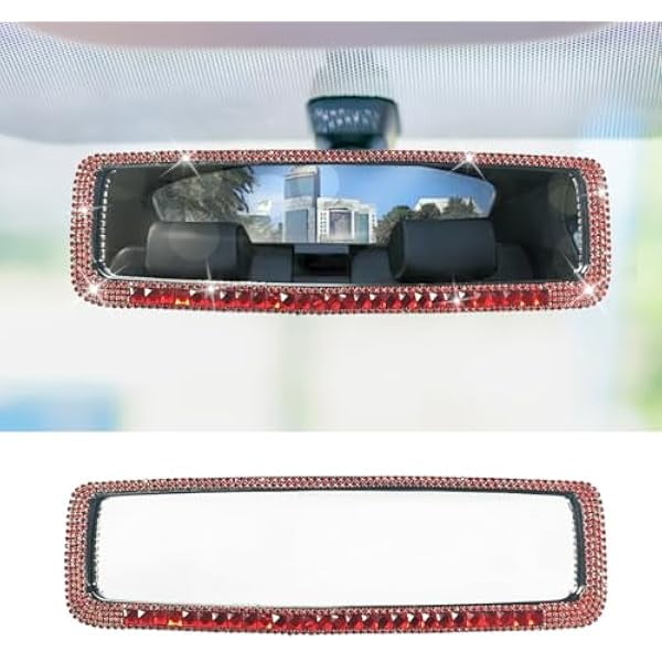 0829 Bling Car Rear View Mirror, Clip-On Rhinestone Car Rearview Mirror ...