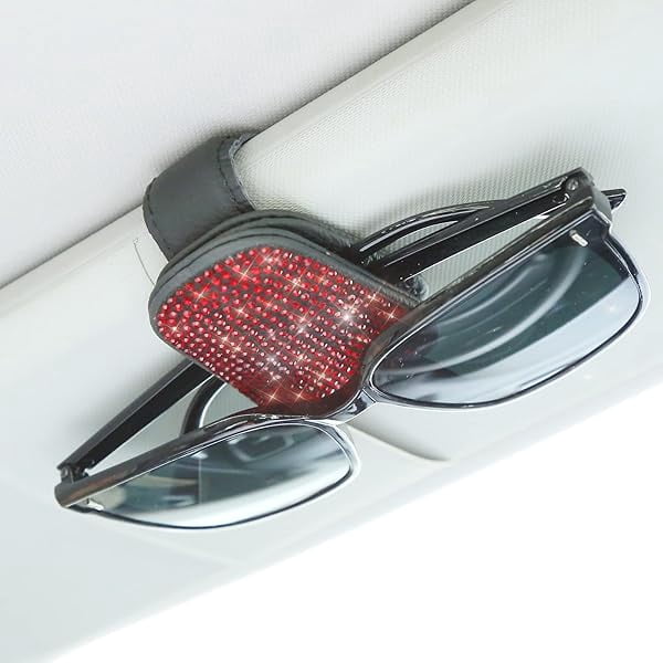 0829 Bling Sunglasses Holders for Car Sun Visor, Magnetic Leather ...