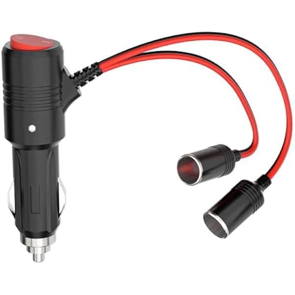 0829 Car Cigarette Lighter Splitter, 1 to 2 Dual Socket 12V/24V Power ...