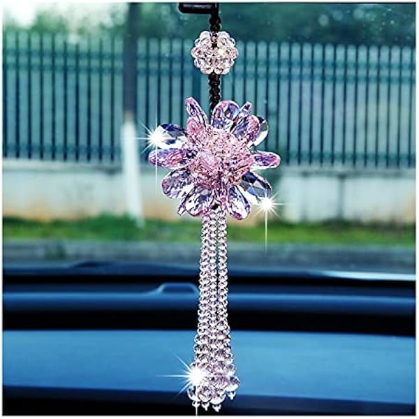 0829 Car Rear View Mirror Pendant, Bling Crystal Hanging Ornament ...