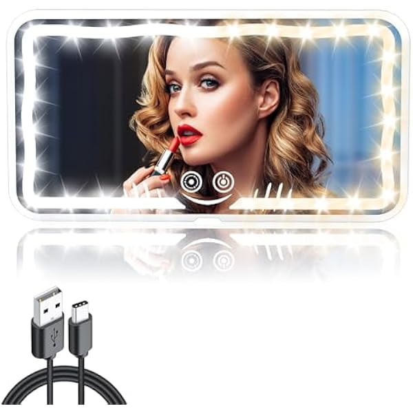 0829 Car Sun Visor Vanity Mirror with Lights, Rechargeable Makeup ...