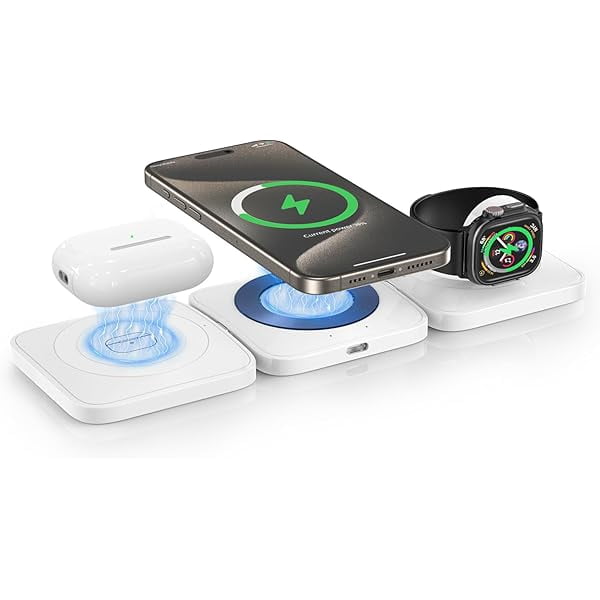 Charging Station for Apple Devices, 3 in 1 Portable Magnetic Wireless ...