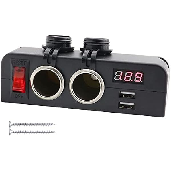 0829 Dual USB Socket Charger and Dual 12V Power Outlet Cigarette ...