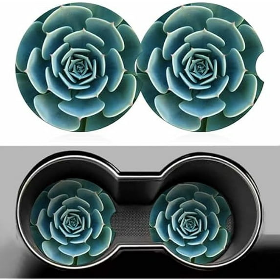 0829 Green Plant Car Coasters for Cup Holders Cute Plump Rustic Car Cup ...