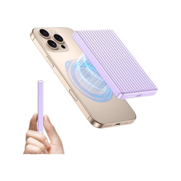 0829 Magnetic Power Bank,Ultra Slim Wireless Portable Charger 10000mAh ...