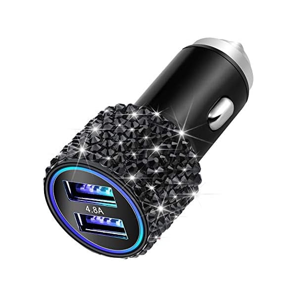 0829 Dual USB Car Charger, 4.8A Output, Bling Crystal Diamond Car ...