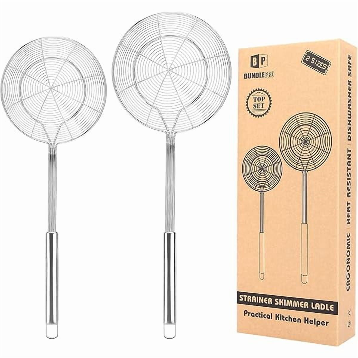 0829 Pack of 2 Large Spider Strainer, Stainless Steel Skimmer Basket ...