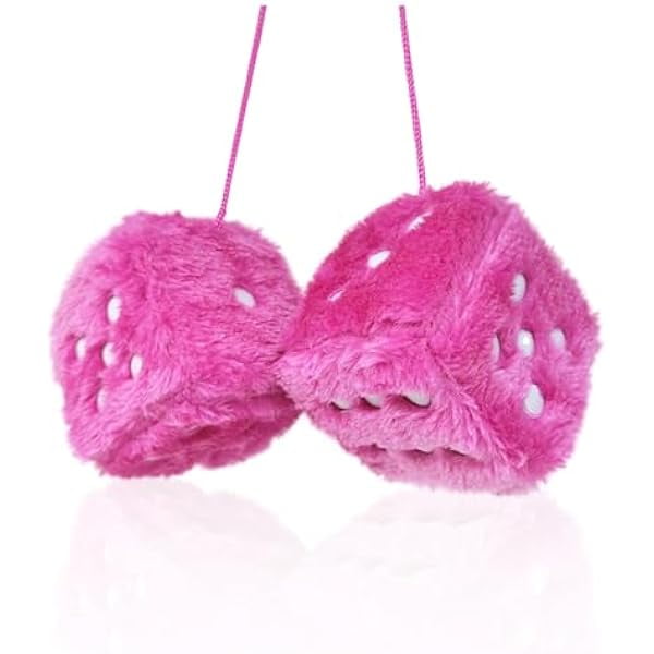 0829 Pair 3” Inch Hot Stamped Polka Dot Fuzzy Plush Dice, Cute Retro ...