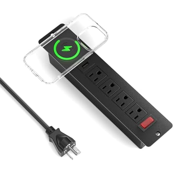 0829 Recessed Power Strip with 15W Wireless Charger,Furniture Recessed ...