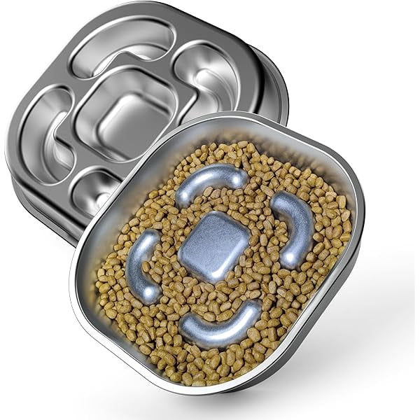 0829 Slow Feeder Dog Bowl - 304 Stainless Steel, 4 Cup Maze Bowl for ...