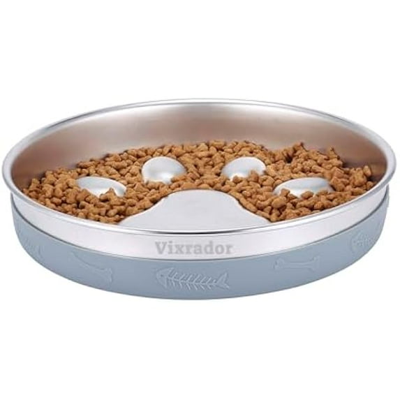 0829 Stainless Steel Non-Slip Slow Feeder Bowls - 2 Cups, Ideal for ...