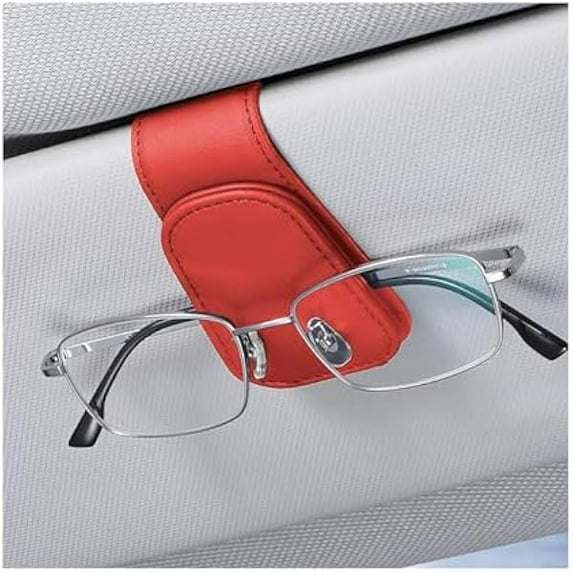 0829 Sunglasses Holder for Car Sun Visor, Vehicle Magnetic Leather ...