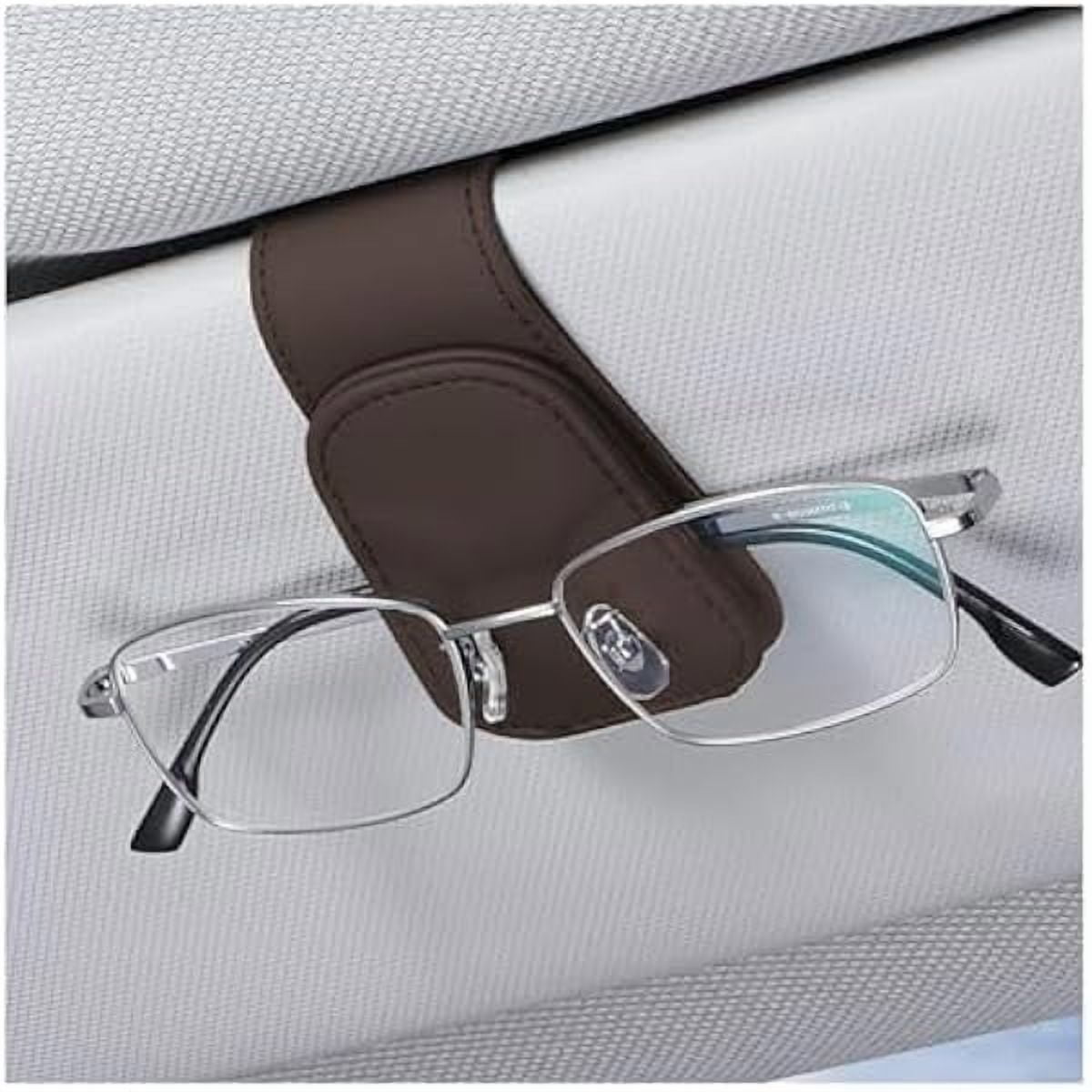 0829 Sunglasses Holder for Car Sun Visor, Vehicle Magnetic Leather ...