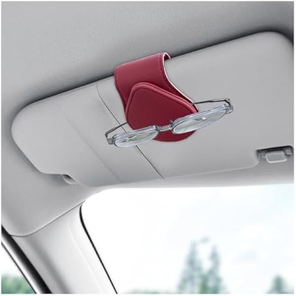 0829 Sunglasses Holder for Car Visor, Magnetic Leather Visor Eyeglass ...