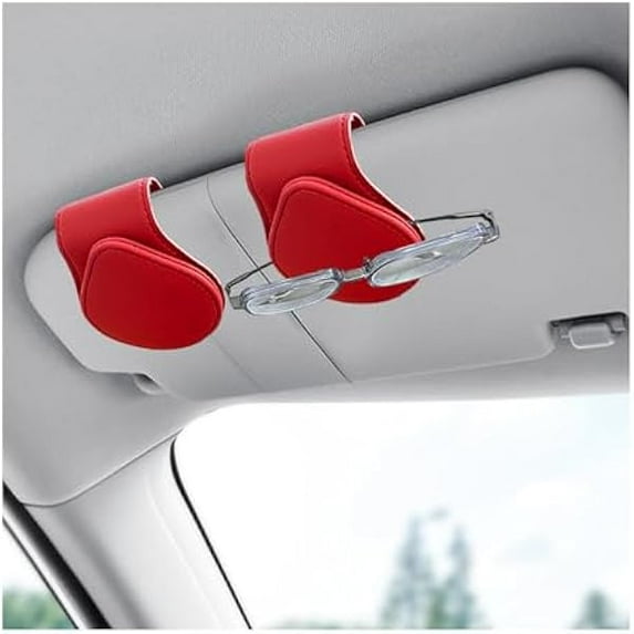 0829 Sunglasses Holder for Car Visor, Magnetic Leather Visor Eyeglass ...