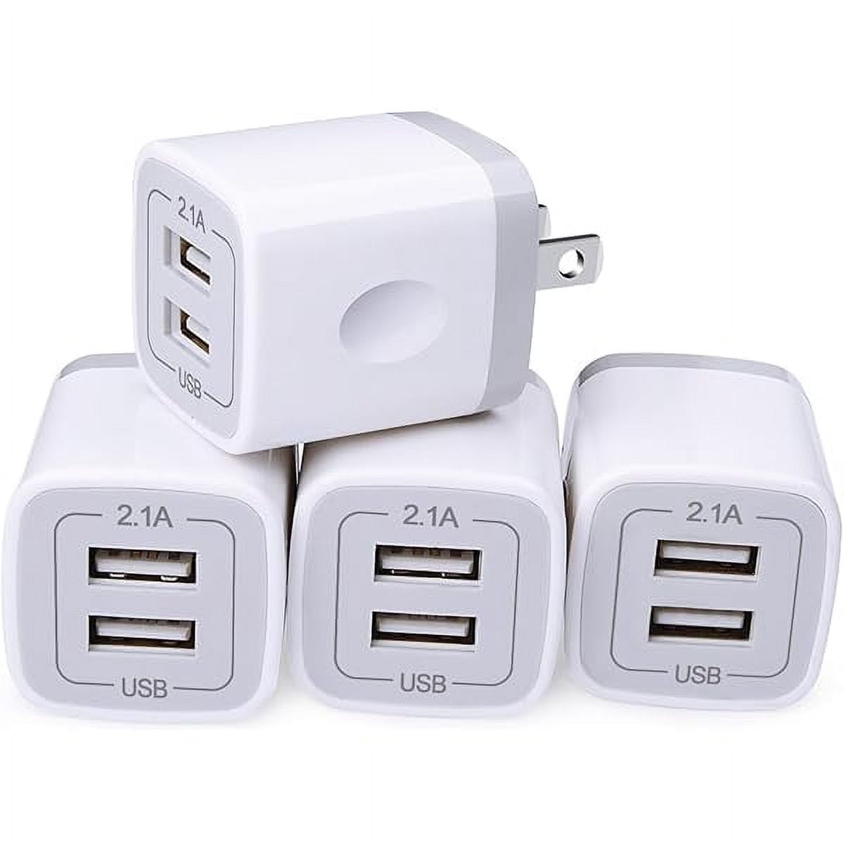 0829 USB Cube Wall Charger, 2 Port Charging Box 4Pack 2.1A/5V Home ...