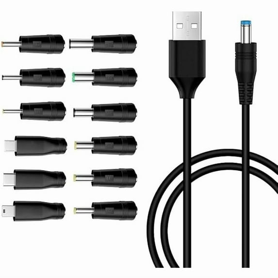 0829 '' Universal 5V DC Power Cable USB to DC 5.5 x 2.1mm Barrel Jack ...