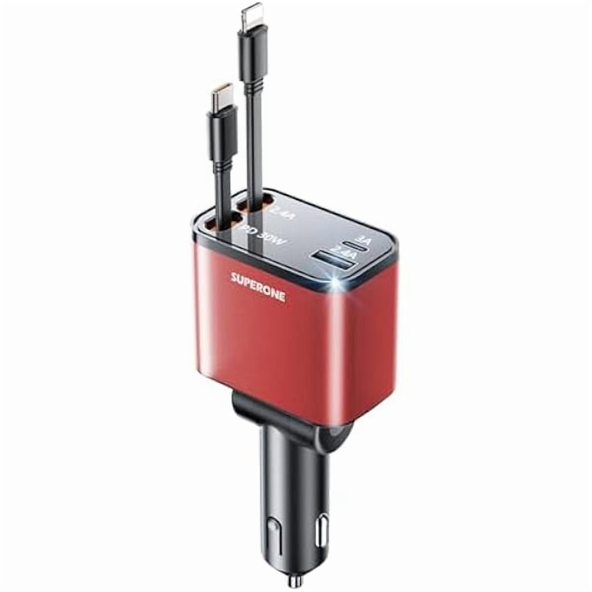 0829 [ Upgraded] 4 in 1 Retractable Car Charger, Smaller Fast Car Phone ...