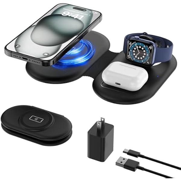 0829 Wireless Charger for Apple Multiple Devices, 3-in-1 Fast Magnetic ...