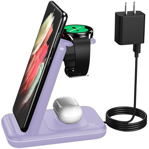 Wireless Charger for Samsung/Android, Foldable 3 in 1 Fast Charging ...