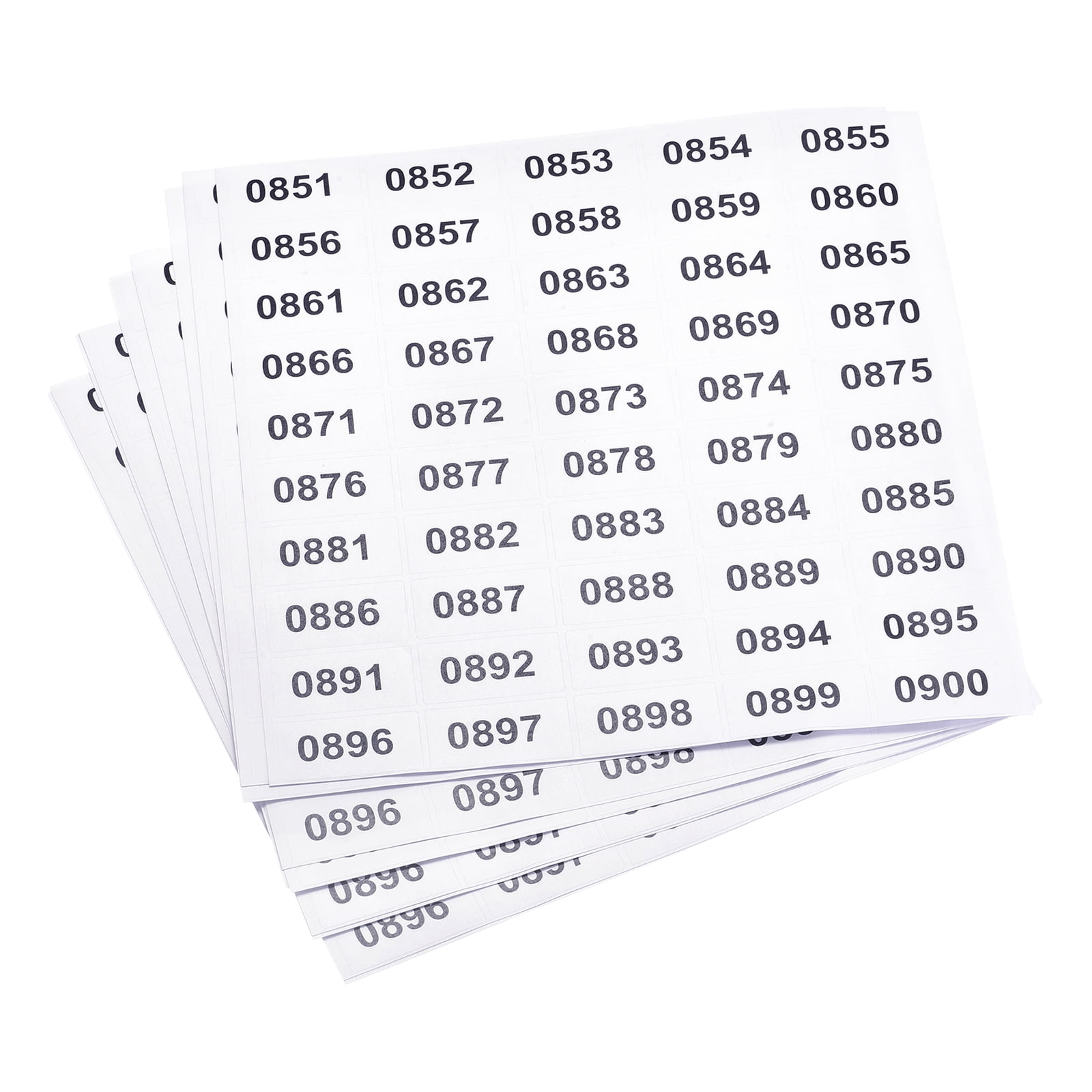 0851 to 0900 Consecutive Number Stickers Inventory Label Sheets for ...