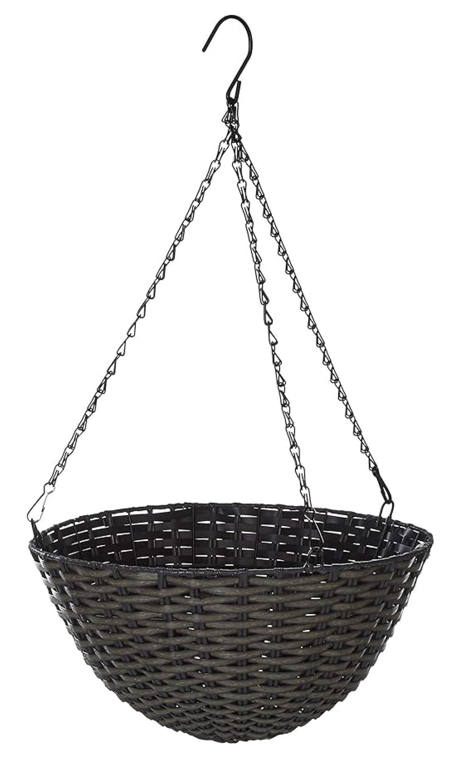 086322 14" Resin Woven Hanging Basket, Grey, 6/Cs - Walmart.com