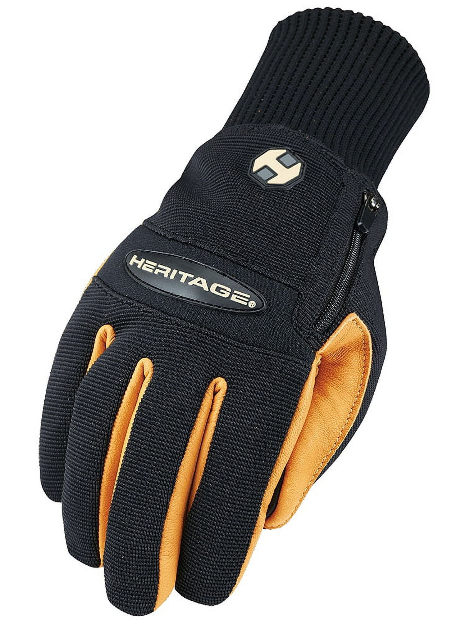 09 SIZE HERITAGE WINTER WORK HORSE RIDING EQUESTRIAN GLOVE BLACK/TAN ...