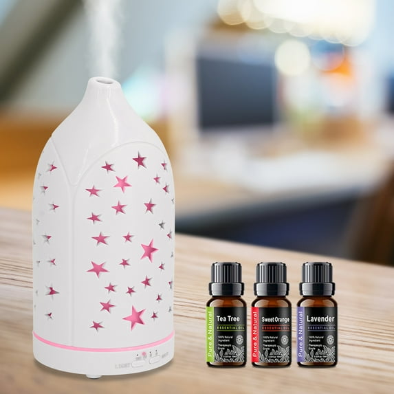 0905 Star Hollow Design Oil Diffuser 7 Changing LED Lights Ultra Quiet ...