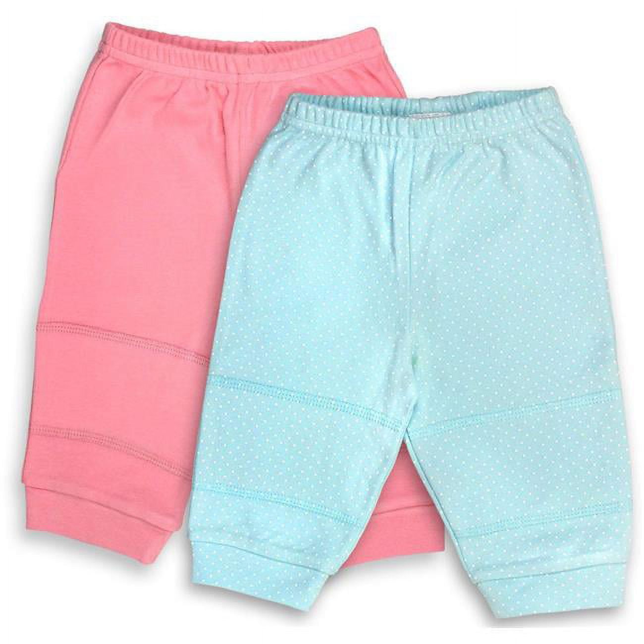 091G-2-12 2 Piece Pink & Aqua Girls Cotton Knit Pants, Dots Print - 9 ...