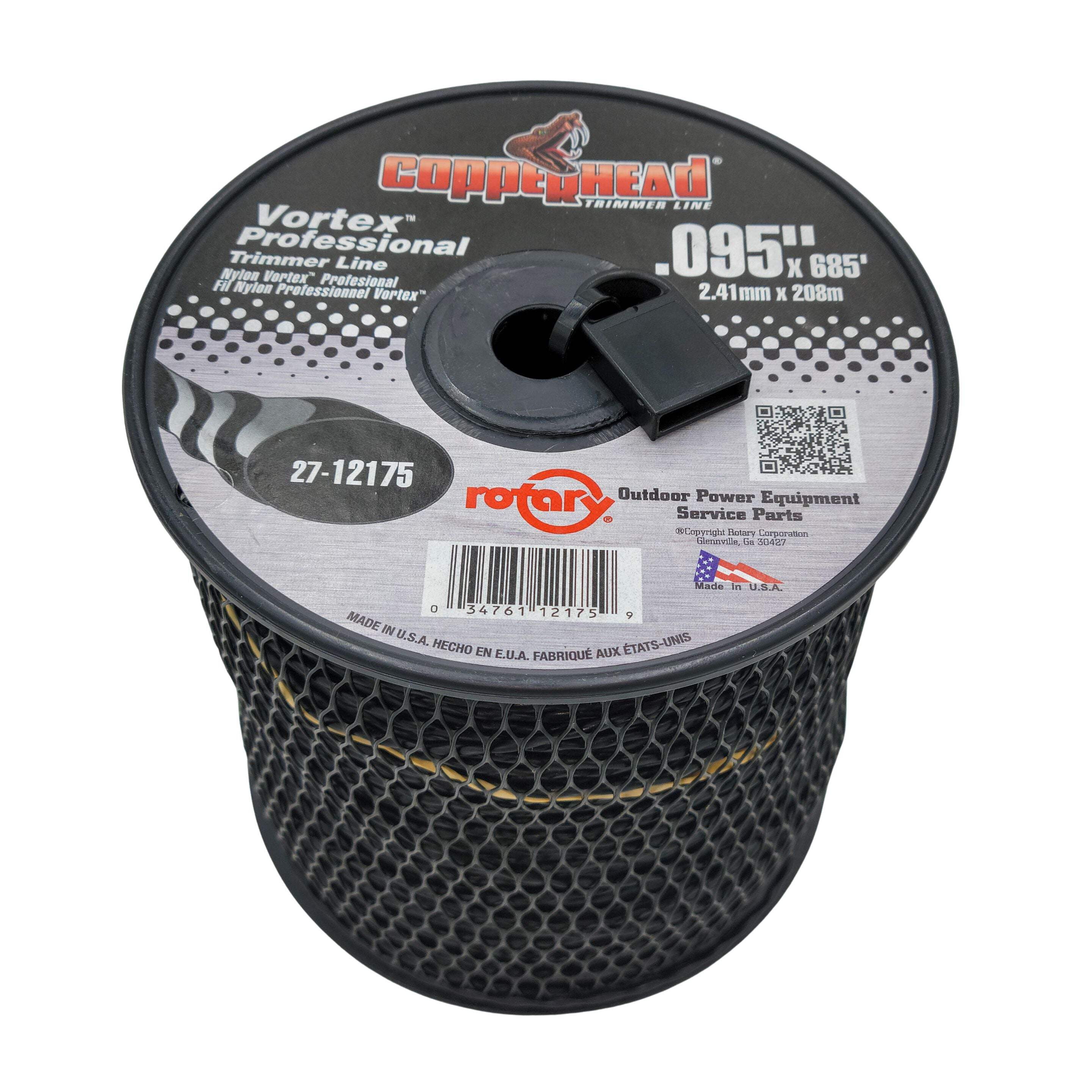 .095" Trimmer Line w/Cutter Rotary Vortex Medium Spool Black (12175 ...