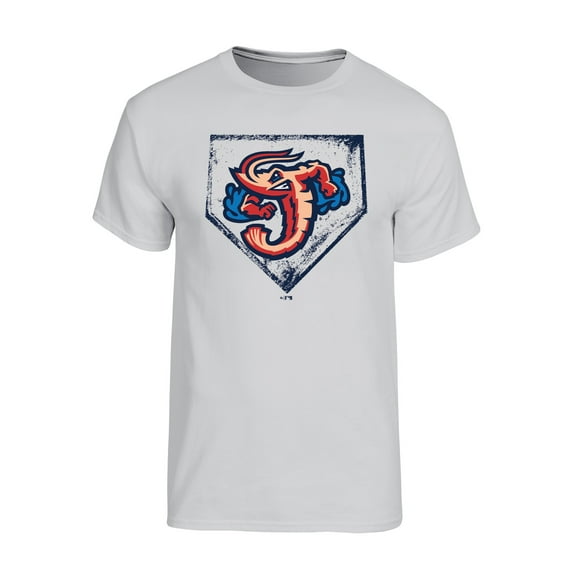 MiLB JACKS JUMBO SHRIMP Mens Ash Color Cotton Short Sleeve Tee Plate ...