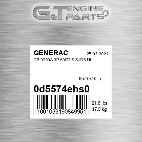 0D5574EHS0 CB 0200A 3P 600V S SJD6 NL fits GENERAC (New OEM) - Walmart.com