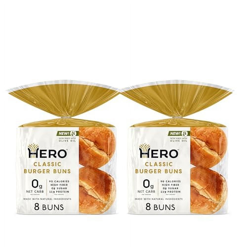 0g Net Carb Hero Classic Burger Buns - 2 packs of 8 Buns - Walmart.com