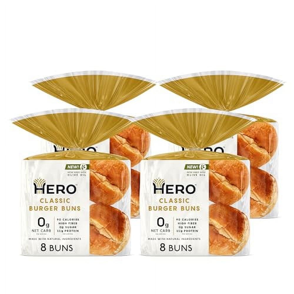 0g Net Carb Hero Classic Burger Buns - 4 packs of 8 Buns - Walmart.com