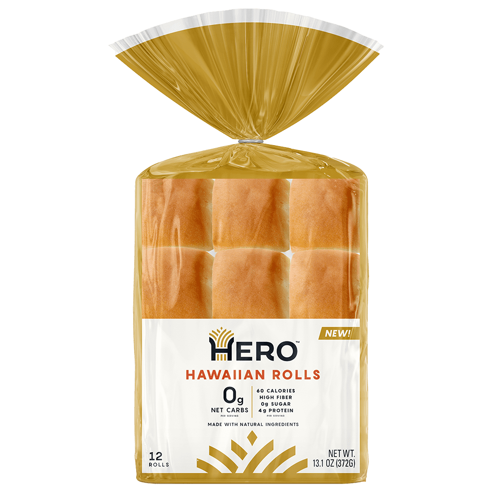 Hero Low Calorie Hawaiian Rolls, 0g Net Carb, Perfect for Sandwiches ...