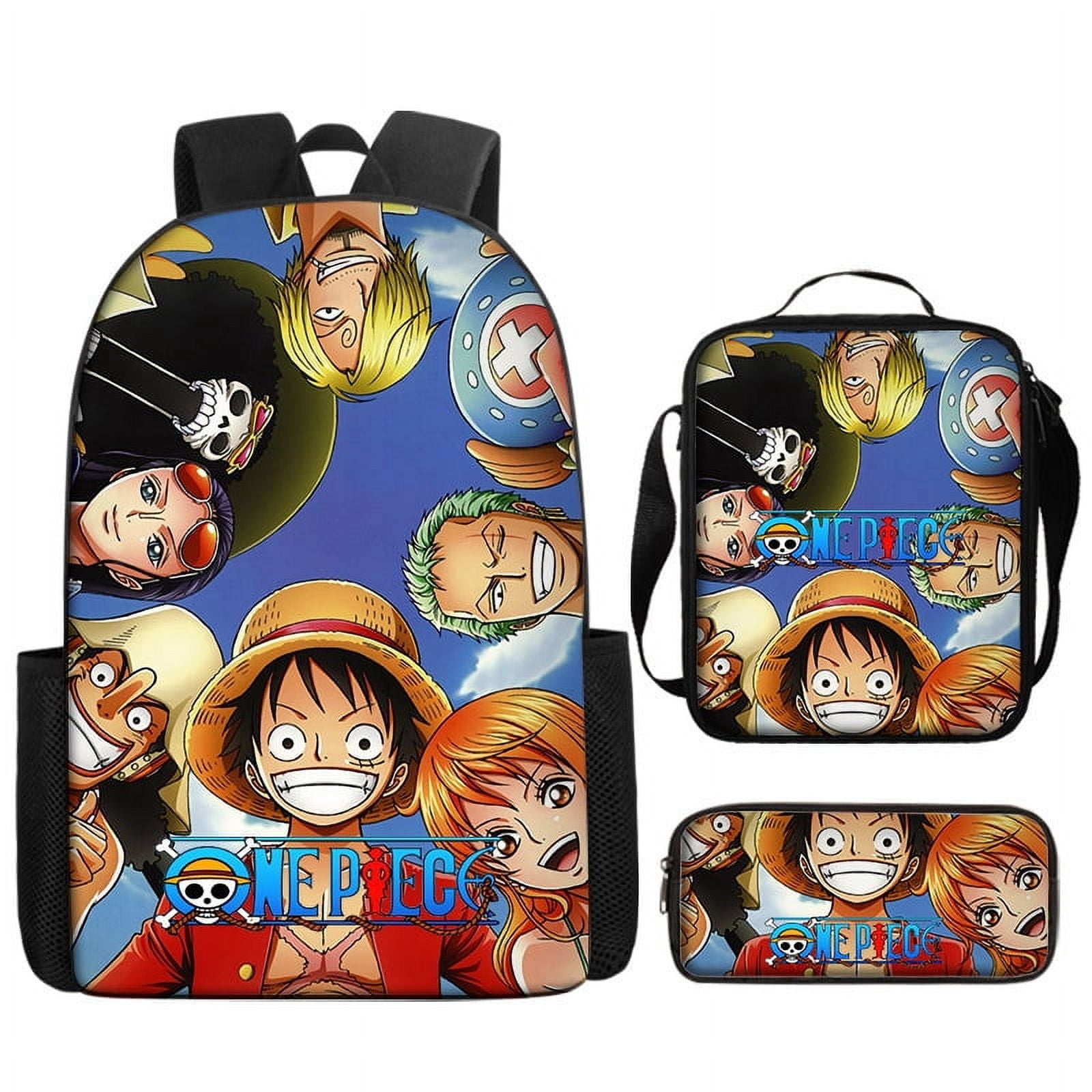 0ne-piece Anime Backpack Set 3 Pieces with Lunch Bag and Pencil Case ...