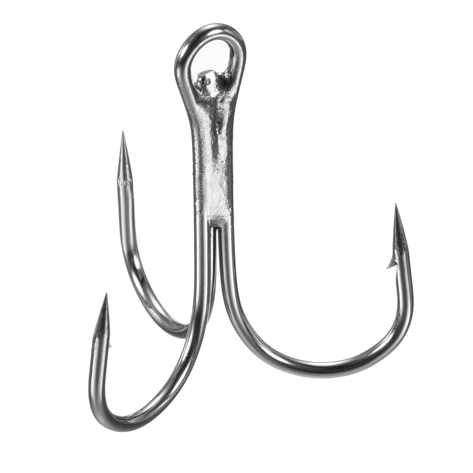 1/0# 1.26" Treble Fish Hooks Carbon Steel Bend Hook with Barbs, Black ...