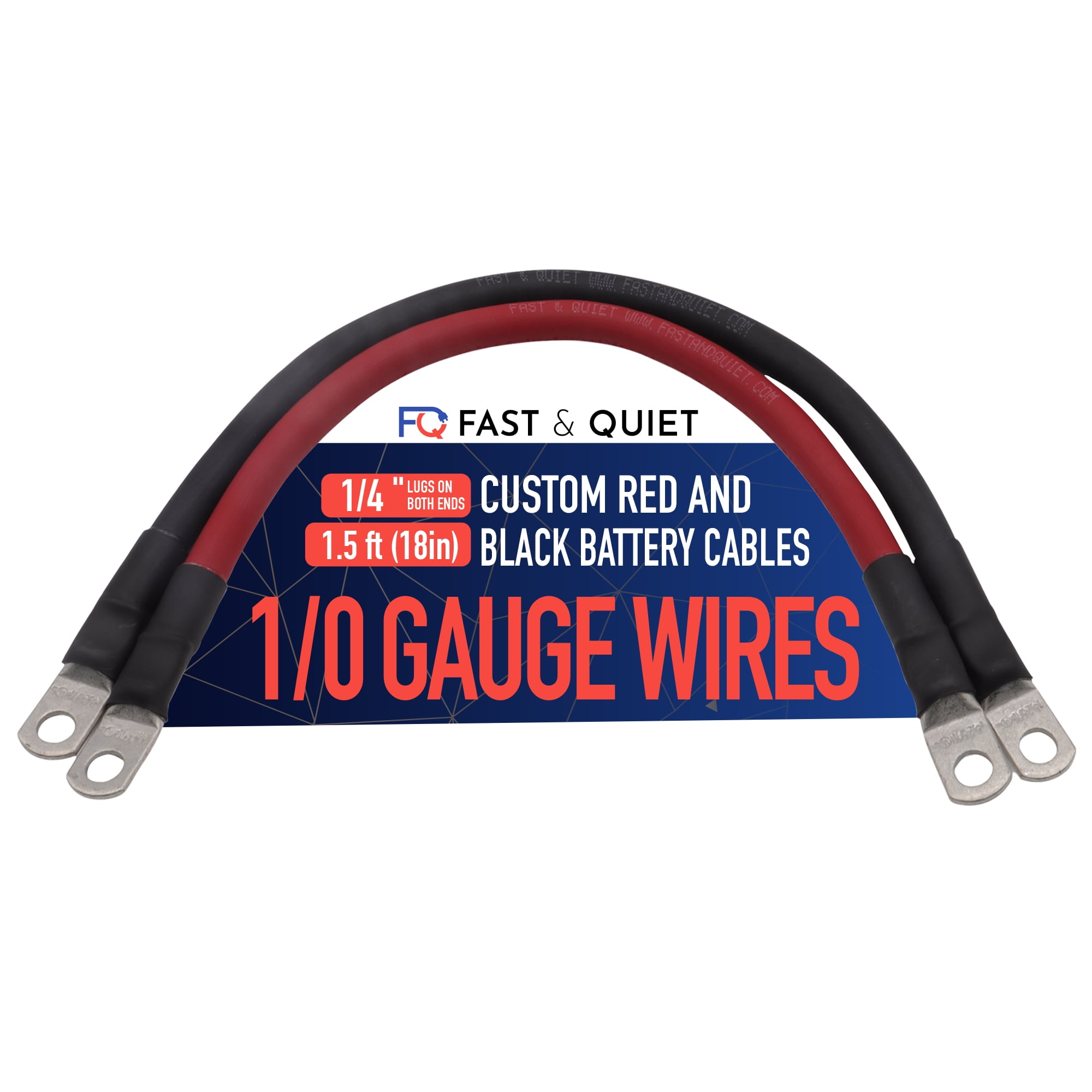 1/0 AWG Battery Cables with Terminals, Positive and Negative Wires Pure ...