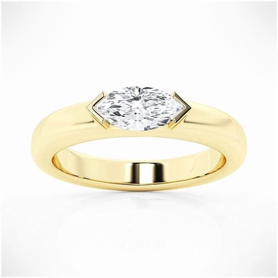 1.0 CTW East West Marquise Cut Lab Grown Diamond Solitaire Engagement ...