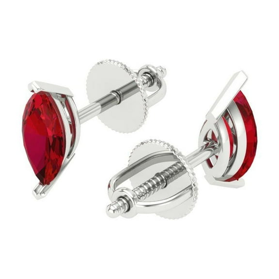 1.0 Ct Marquise Cut Studs Natural Sky Blue Topaz 14K White Solid Solid ...