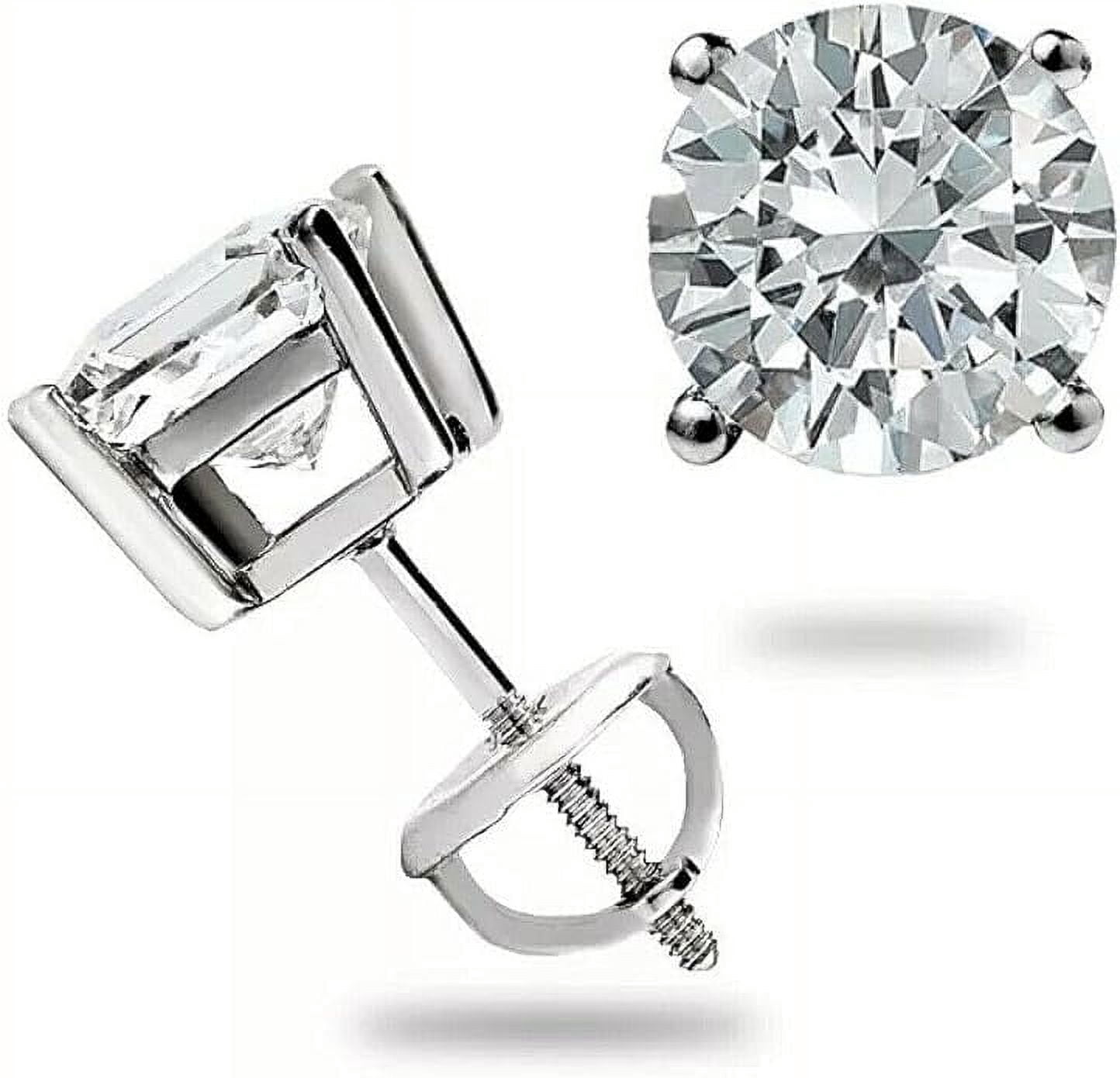 Rakshita Enterprises 1 Ct Round Lab Created Diamond 14k White Gold Stud ...