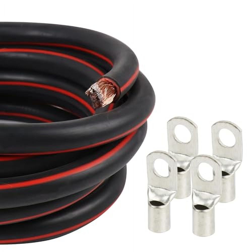 1/0 Gauge Car Battery Cable - Black 12 Feet with M10, M12 SC Lugs ...