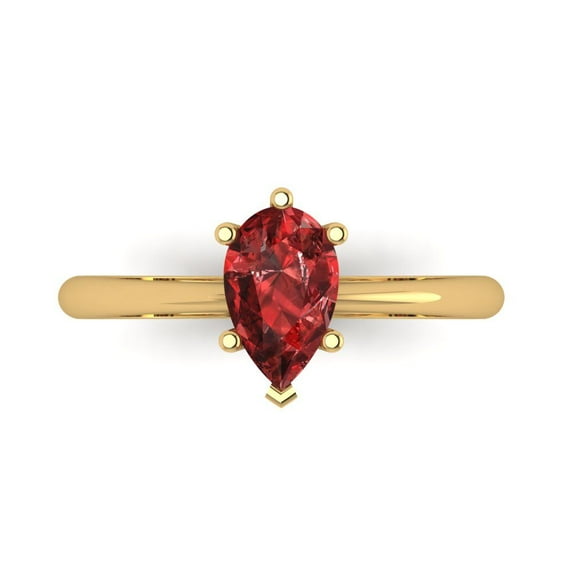 Solitaire Engagement Ring for Women - 1ct Natural Garnet in 14K Yellow ...